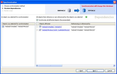 Using The Deployment Wizard Schema Compare For Oracle 5 Product Documentation