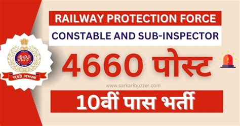 RRB Recruitment Sub Inspector And Constable Posts Vacancy Railway Protection Force