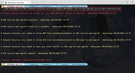 azure bastion set azure bastion nsg inbound security rules on the