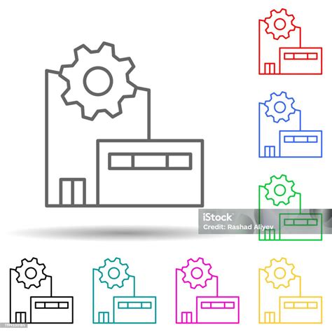 Manufacturing Plant Multi Color Style Icon Simple Thin Line Outline Vector Of Manufacturing