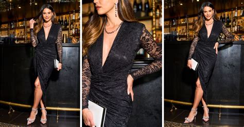 Black Sheer Back Long Sleeves Lace Midi Dress Silkfred Us