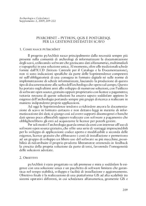 Pdf Pyarchinit Python Qgis E Postgresql Per La Gestione Dei Dati Di