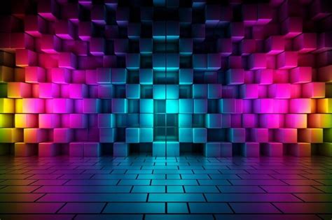 Premium Ai Image A Colorful Abstract Background With Cubes And Lights Generative Ai