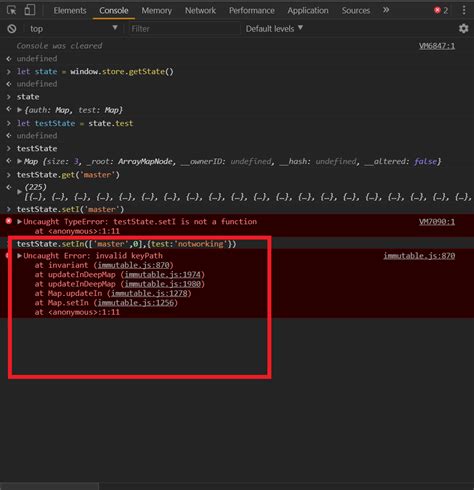 Javascript Invalid Keypath In Immutable Js When Everything Looks Fine