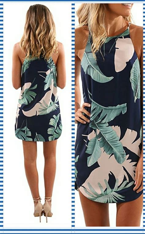 Womens Summer Halter Neck Floral Print Sleeveless Casual Mini Dress