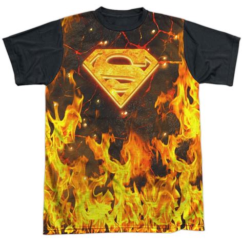 Superman Fire Logo Unisex Adult Halloween Costume Sublimated T Shirt