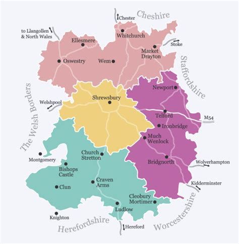 Shropshire Map Shropshire Tourist Information Flexercise