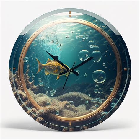 Premium Ai Image Round Clock Sinking Under Water With Bubble