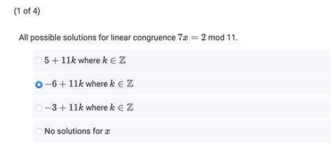 solved all possible solutions for linear congruence