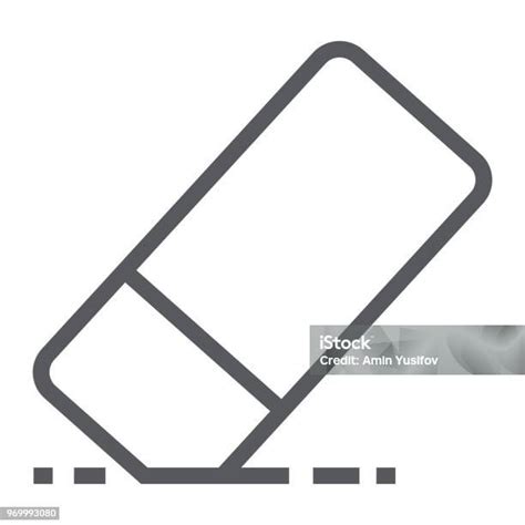 橡皮擦線圖示 學校和教育 橡膠符號向量圖形 一個線性模式在白色背景 Eps 10向量圖形及更多不在圖片 不在 剪裁圖 商務 Istock
