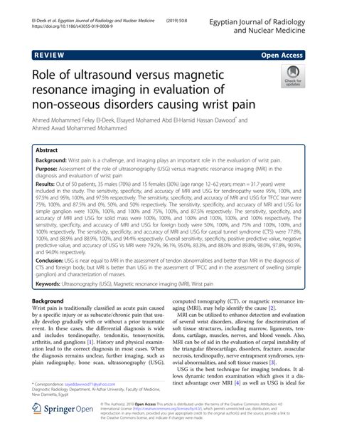 Pdf Role Of Ultrasound Versus Magnetic Resonance Imaging In