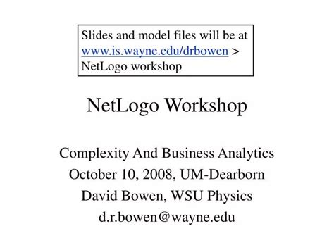 Ppt Netlogo Workshop Powerpoint Presentation Free Download Id 587568