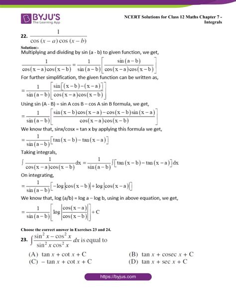 NCERT Solutions For Class 12 Maths Chapter 7 Integrals