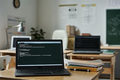 Premium Photo Laptop With New Software In Classroom