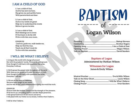 Baptism Program Template - Latter Day Saint Boy Baptism - Customizable Template - Instant ...