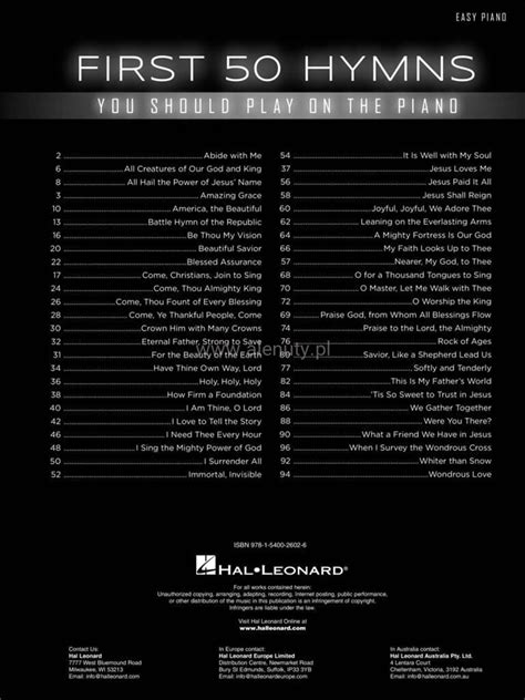 First 50 Hymns You Should Play On Piano Nuty Na Fortepian Dla