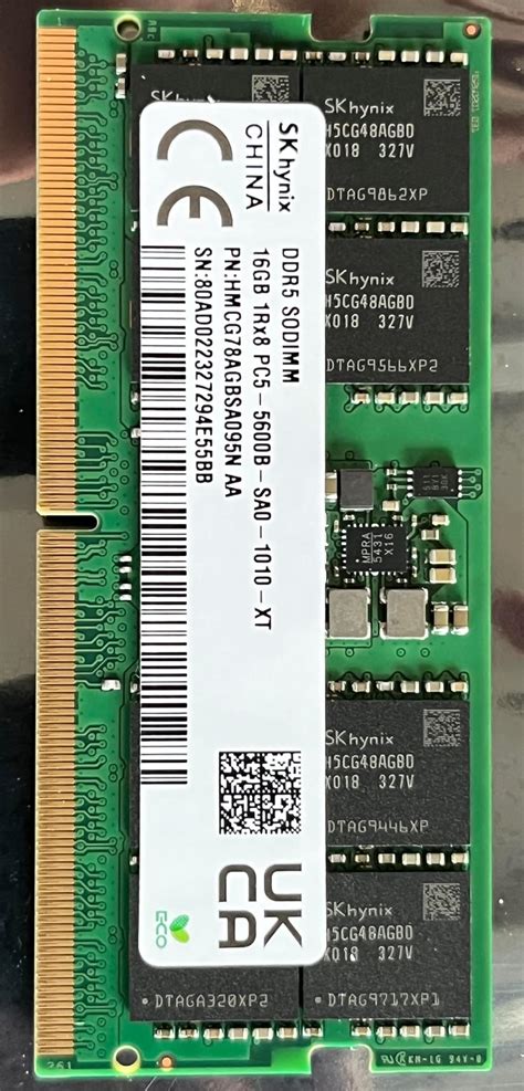 Sk Hynix 16gb Ddr5 Sodimm 1rx 8 Pc5 5600b Sa0 1010 Xt Laptop Ram Memory