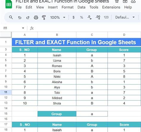 How to Use FILTER and EXACT Functions in Google Sheets with Example - Neotech Navigators
