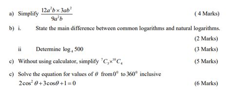 BIT1110 MATHEMATICS FOR SCIENCE KCA Past Paper Knec Notes
