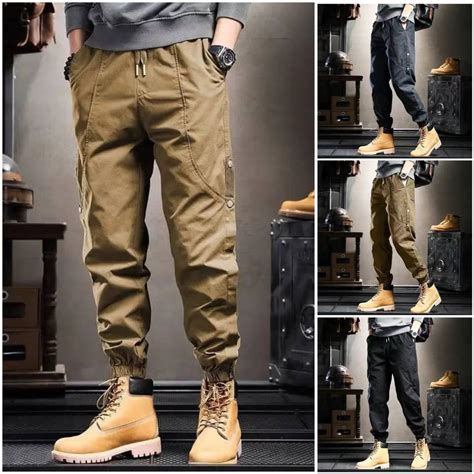 Mens Fashion Casual Multi Pocket Cargo Pants Shopee Singapore