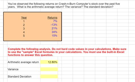Solved Youve Observed The Following Returns On Crash N Burn