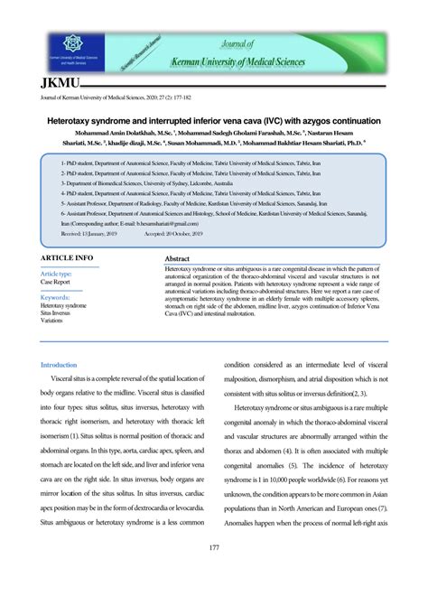Pdf Heterotaxy Syndrome And Interrupted Inferior Vena Cava Ivc With