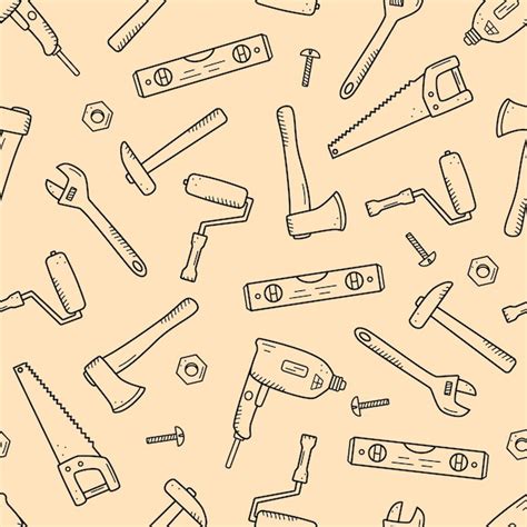 Premium Vector Seamless Pattern Construction Tools Doodle Vector Set Of Repair Elements