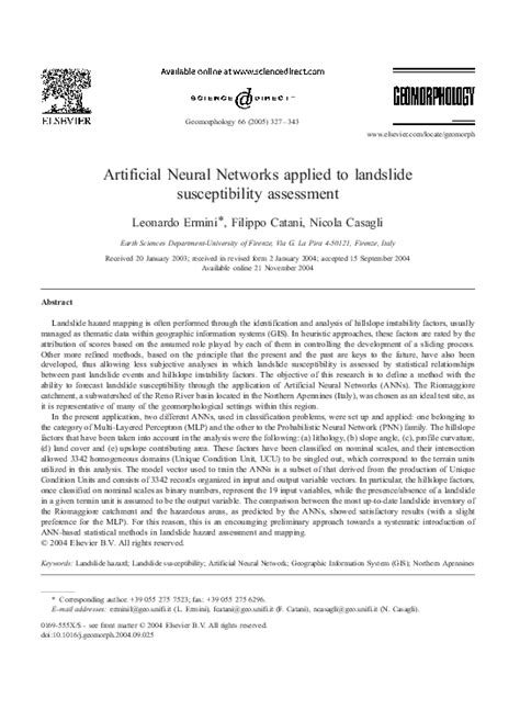 Pdf Artificial Neural Networks Applied To Landslide Susceptibility Assessment