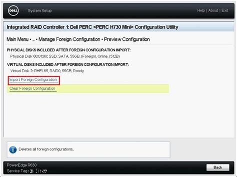 How To Import A Foreign Configuration” In The Raid Controller Using The System Setup Menu Dell Us