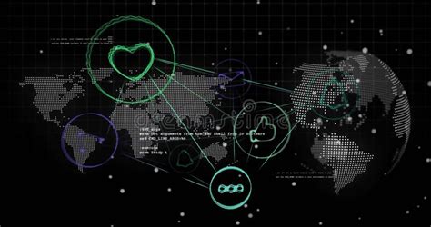 Animation Of Social Media Icons And Data Processing Over Globe And