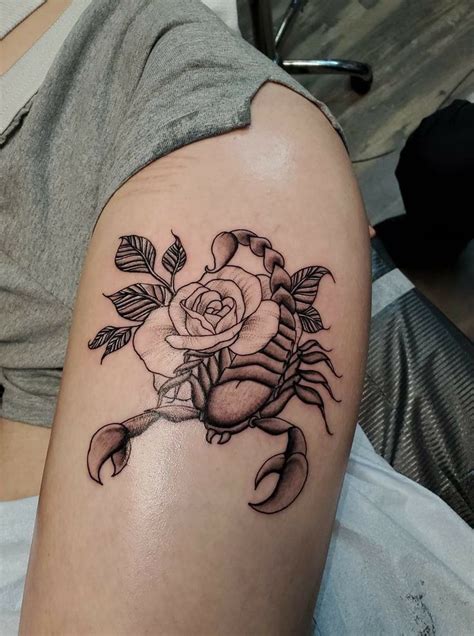 Scorpion With Rose Tattoo