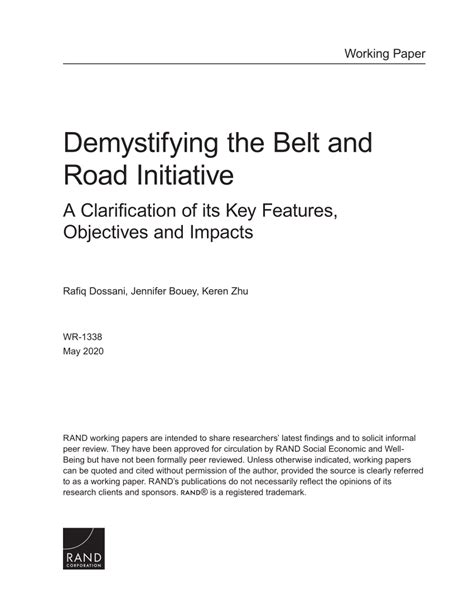 Pdf Demystifying The Belt And Road Initiative A Clarification Of Its