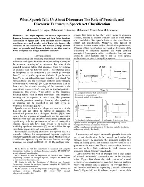 Pdf What Speech Tells Us About Discourse The Role Of Prosodic And Discourse Features In