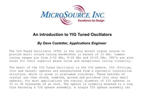 An Introduction To Yig Tuned Oscillators Test Equipment Signal Generator The Dxzone