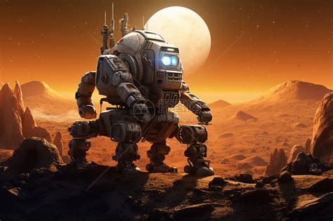 机器人在外星球上探索图片素材 正版创意图片600227266 摄图网