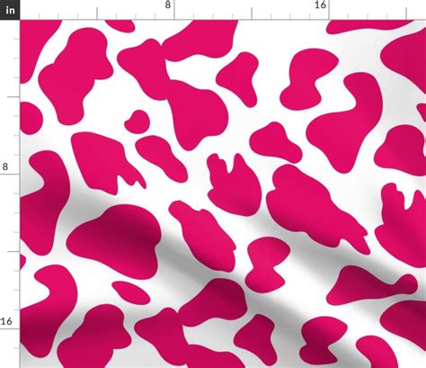 Hot Pink Cow Print Trendy Strawberry Cow Fabric Spoonflower