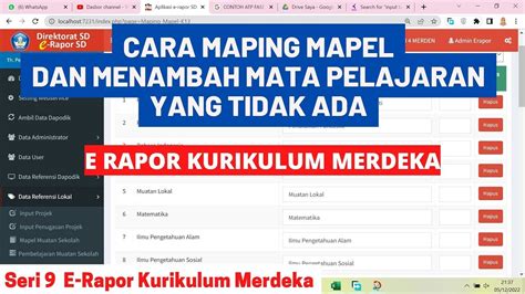 Cara Maping Mapel Di Erapor Kurikulum Merdeka Tahun Ajaran 2022 2023