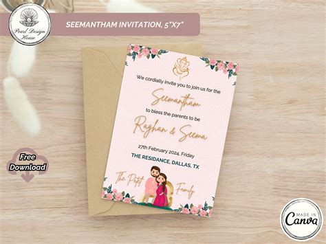 Seemantham Invitation Template Editable Indian Baby Shower Invite Digital Sreemantham Evite