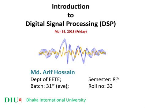 Introduction To Digital Signal Processing Dsp Pptx