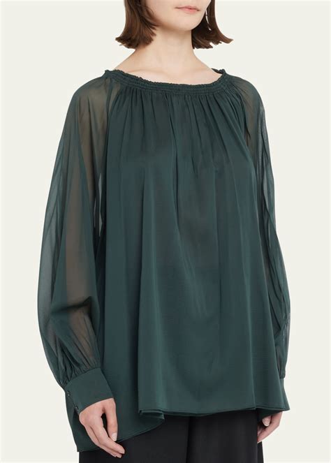 Indress Semi Sheer Pleated Blouse Bergdorf Goodman
