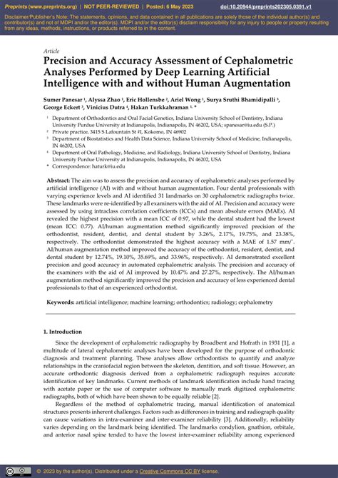 Pdf Precision And Accuracy Assessment Of Cephalometric Analyses