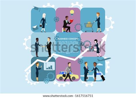 Set Cartoon Flat Vector Illustrations Teamwork Vector De Stock Libre