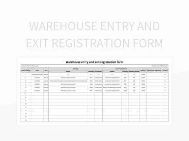 Warehouse Entry And Exit Registration Form Excel Template And Google Sheets File For Free