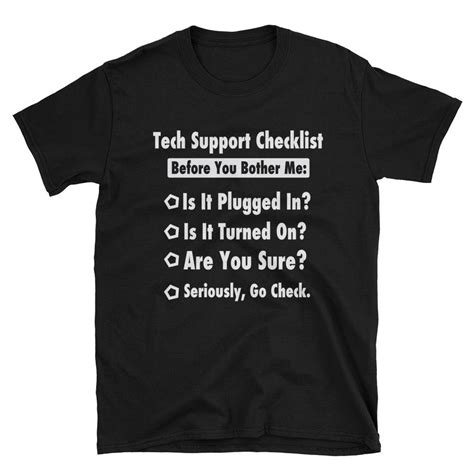 Funny Tech Support Helpdesk Checklist T Shirt Sysadmin Gift Etsy