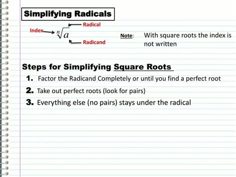 PPT Easy Steps For Simplifying Radicals Radicals Index And Properties PowerPoint Presentation