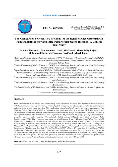 Pdf The Comparison Between Two Methods For The Relief Of Knee