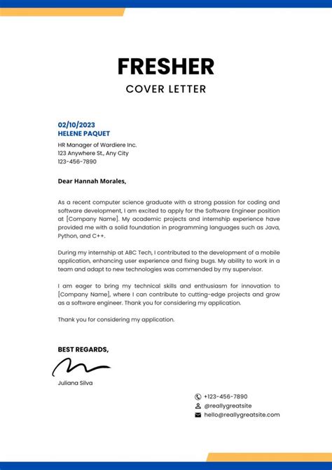 5 Cover Letter For Fresher Examples And Templates In 2025 Resumekraft