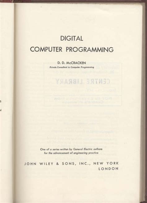 Digital Computer Programming Book Computing History