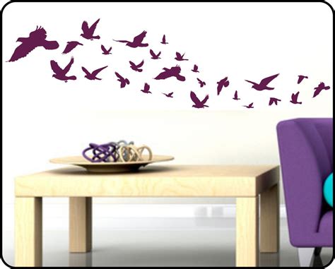 Flying Birds Wall Decal White Birds Wall Decal Flock Of Birds Wall