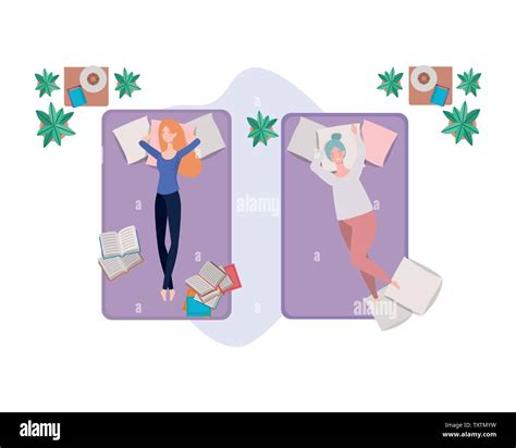 Young Women In Bed With Sleeping Pose Stock Vector Image And Art Alamy